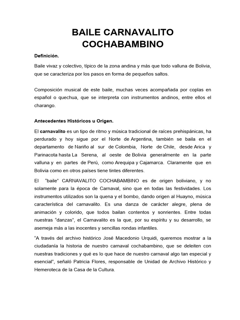 Historia y Características del Carnavalito | PDF | Las artes escénicas ...
