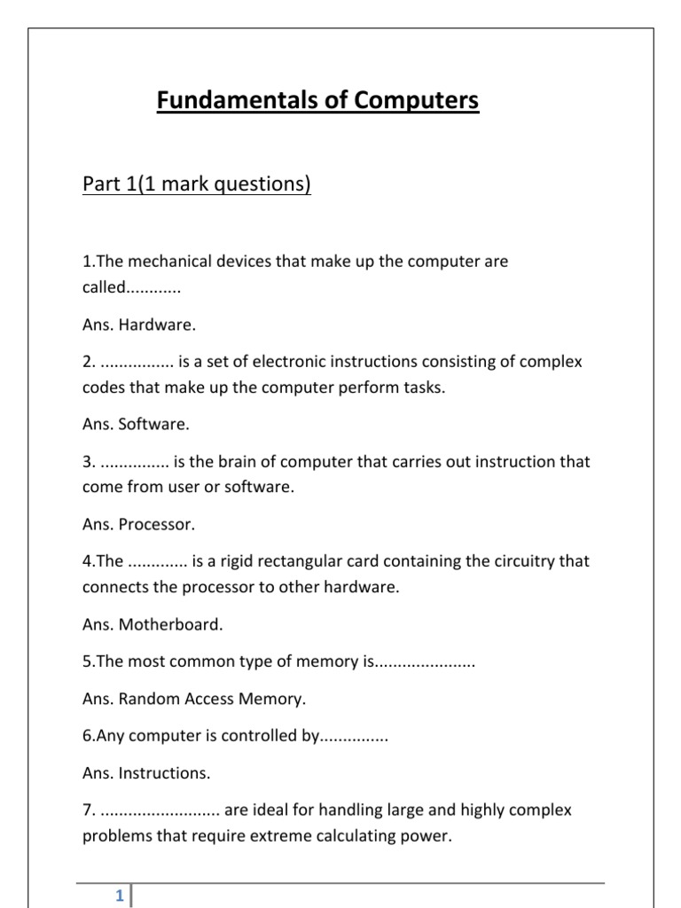 Fundamentals of Computers | PDF | Printer (Computing) | Computer Hardware