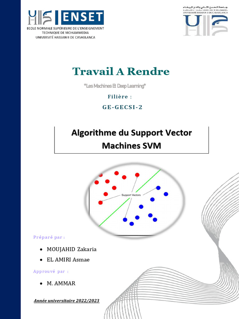 Algorithme Du Support Vector Machines SVM - MOUJAHID-ELAMIRI | PDF