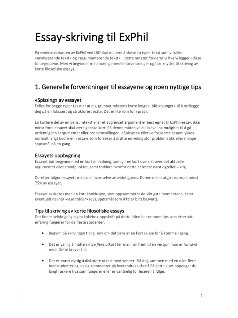 Skrive Tips Til EXPHIL | PDF
