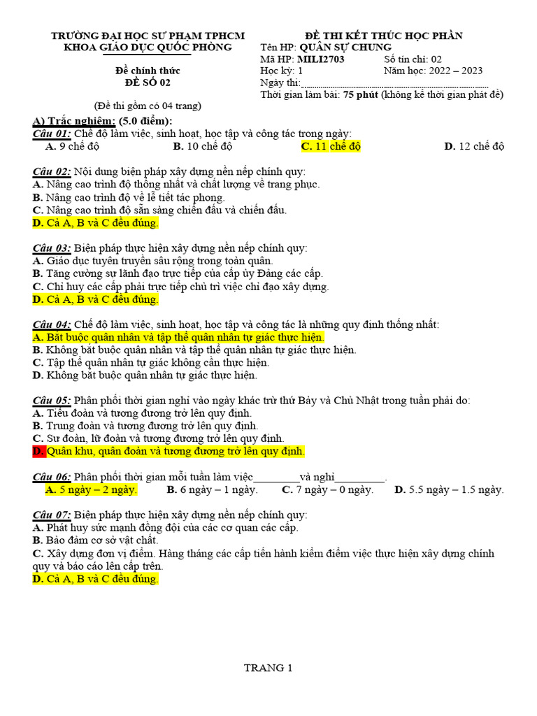 Đề thi kthp | PDF