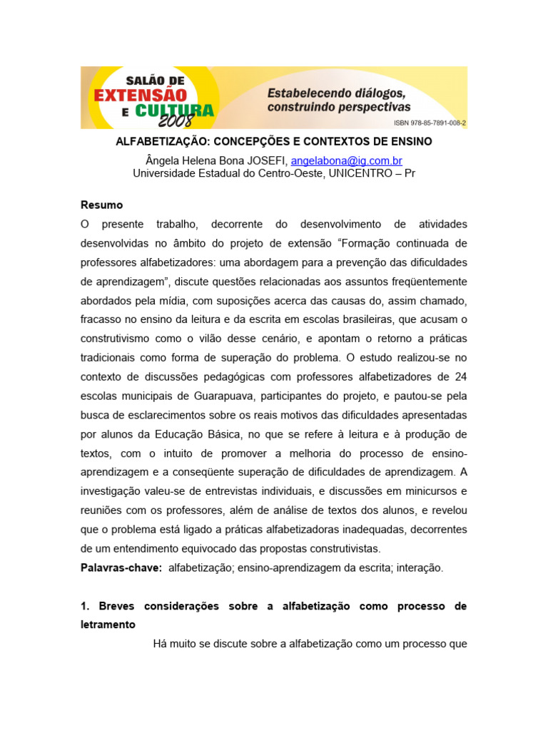 Alfabetizacap - Concepcoes - Angela Helena Bona | PDF | Alfabetização ...