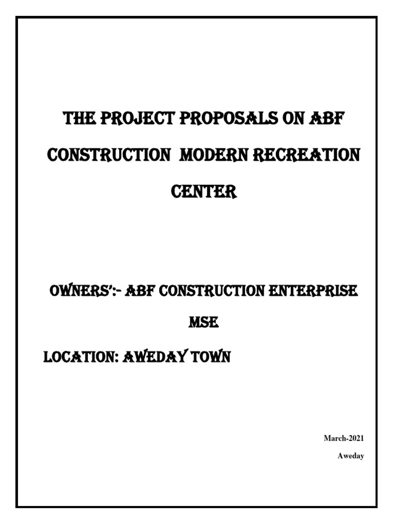 ABF Modern Recreation Center Proposal | PDF | Urbanization | Economic Growth