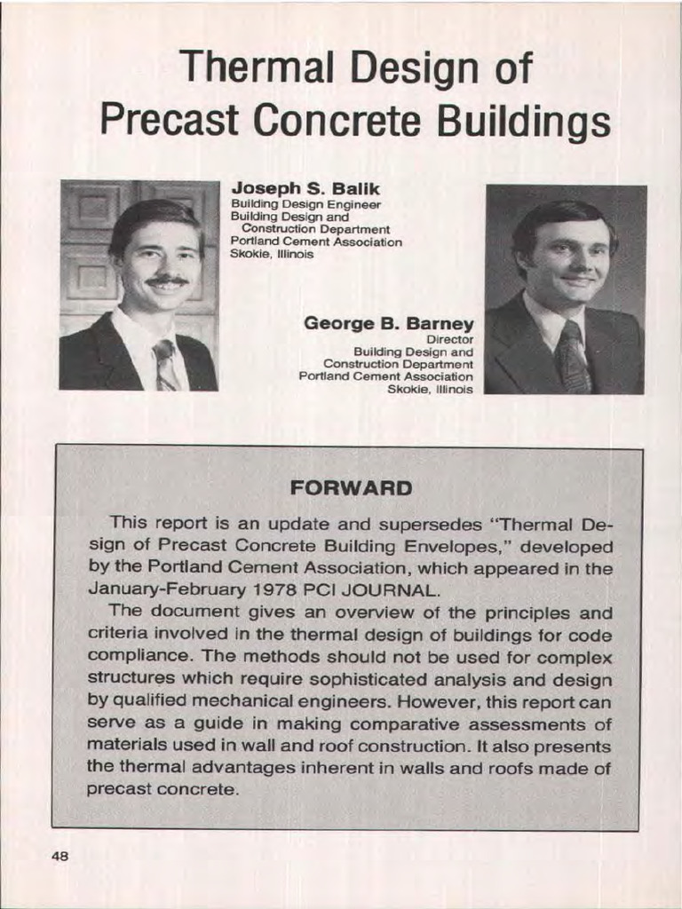 Thermal Design of Precast Concrete Buildings | PDF