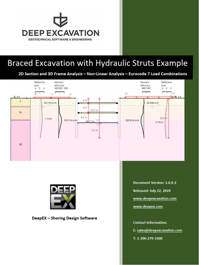 Braced Excavation With Hydraulic Struts DeepEX Example | PDF ... Braced Excavation With Hydraulic Struts DeepEX Example | PDF ...