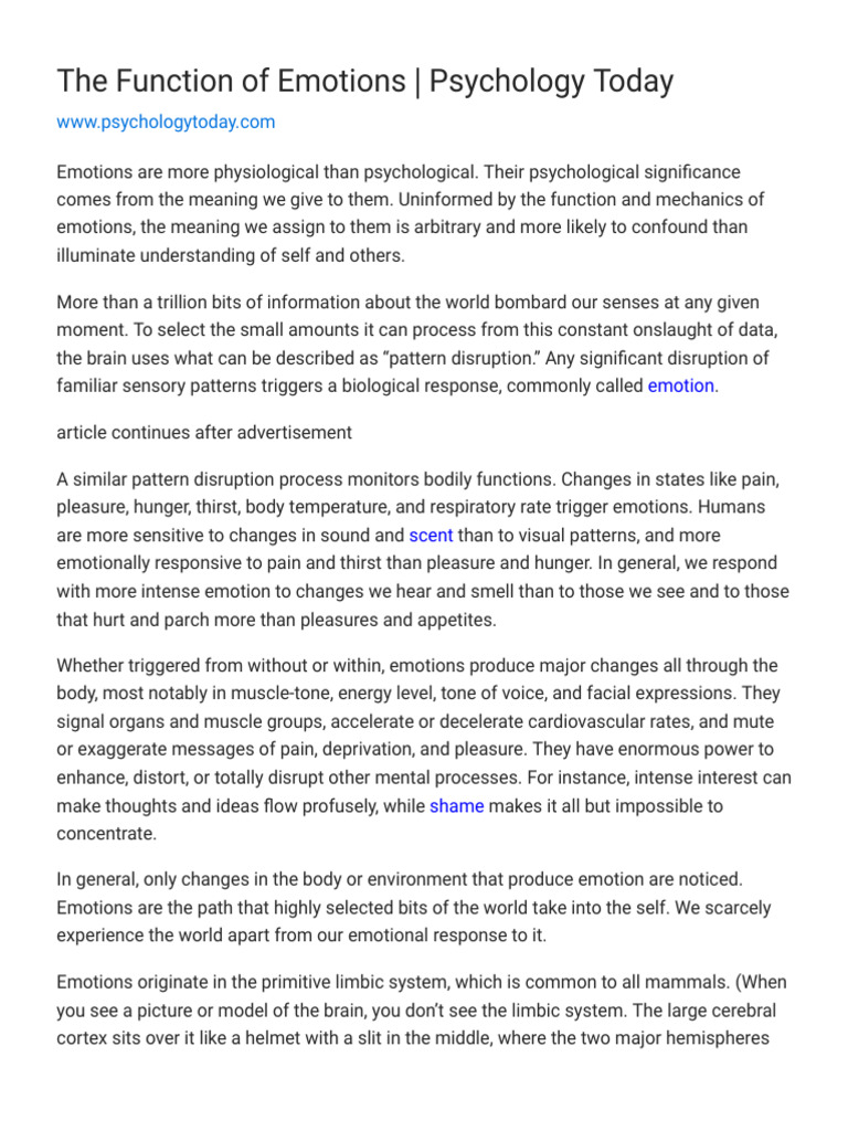 The Function of Emotions - Psychology Today | PDF | Emotions | Feeling