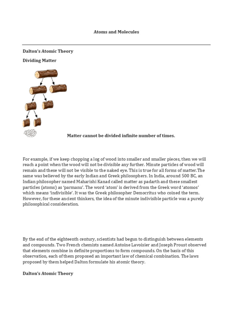 Class 9 Science: Atoms and Molecules Notes | PDF | Mole (Unit) | Molecules