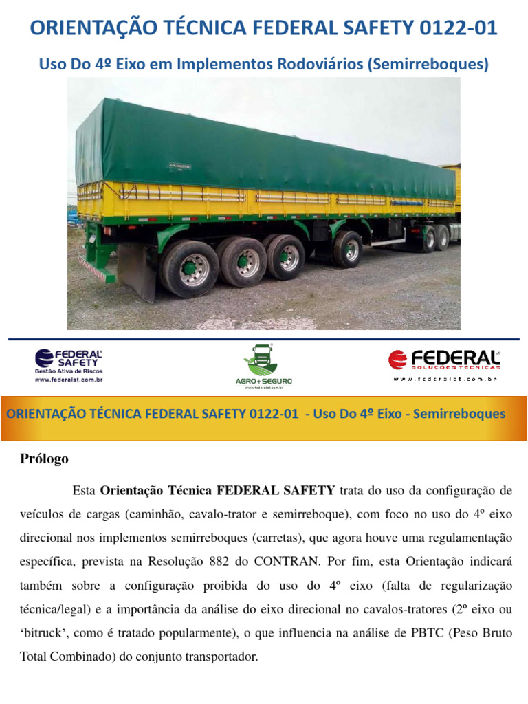 Orienta o T Cnica FEDERAL SAFETY 0122 01 Uso Do 4 Eixo 1662823431 | PDF | Eixo | Veículos