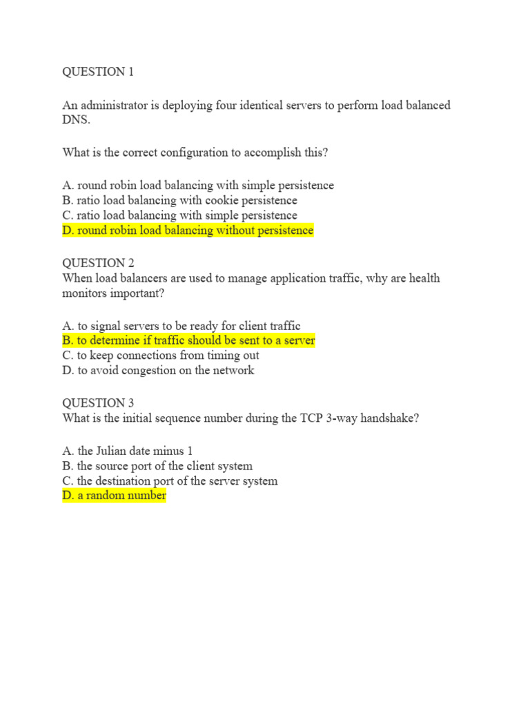 UJIAN 101 Sample - Question | PDF | Transmission Control Protocol | Load Balancing (Computing)
