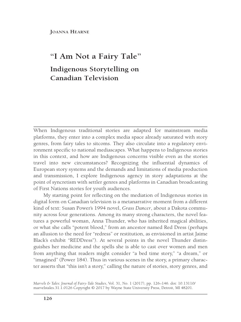 I Am Not A Fairy Tale - Indigenous Storytelling On Canadian Television ...