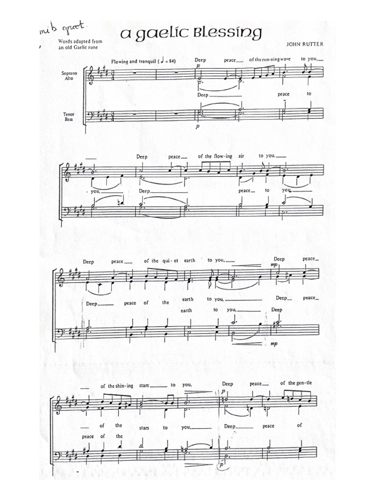 A Gaelic Blessing John Rutter | PDF