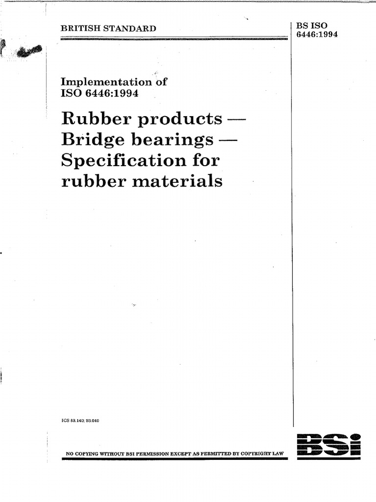 BS ISO 6446 Rubber Products - Bridge Bearings - Specification For ...