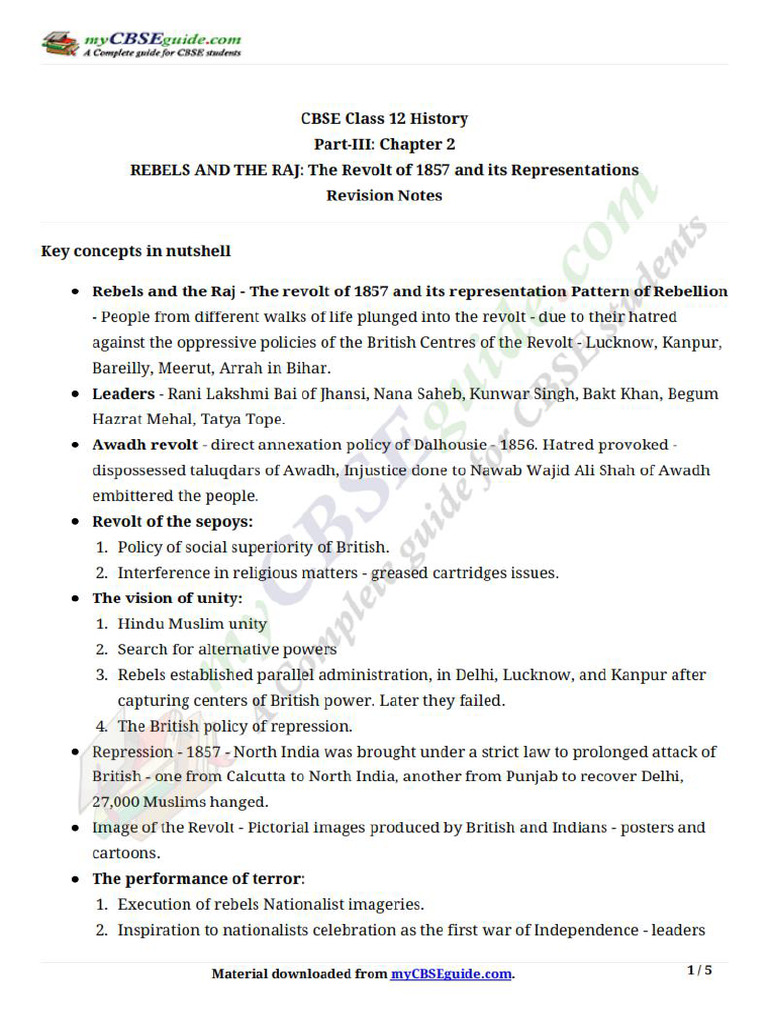 12 History Part III Revision Notes CH 02 | PDF