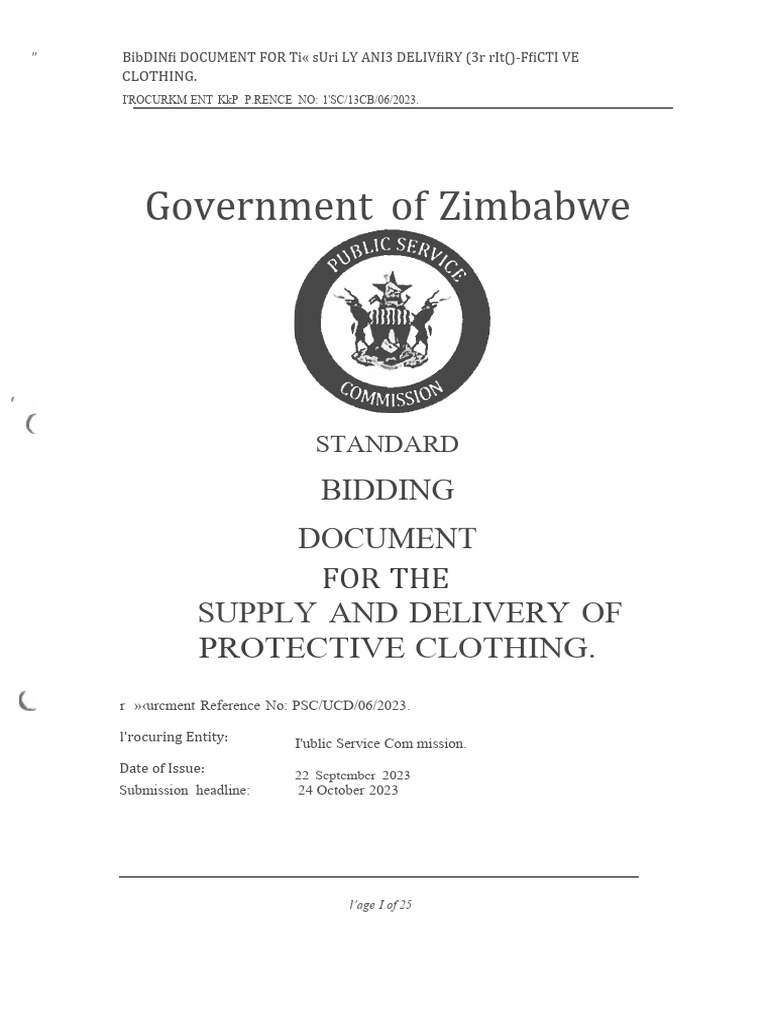 Government of Zimbabwe: Supply and OF Clothing | Download Free PDF ...