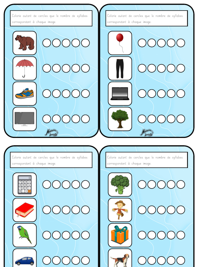 Planches A Plastifier Colorie Autant de Cercles Que Le Nombre de ...