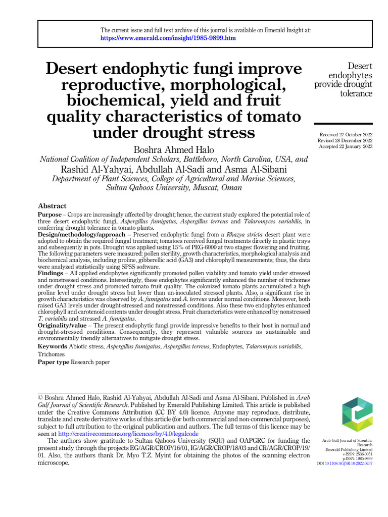 Desert Endophytic Fungi Improve Reproductive, Morphological ... Desert Endophytic Fungi Improve Reproductive, Morphological ...
