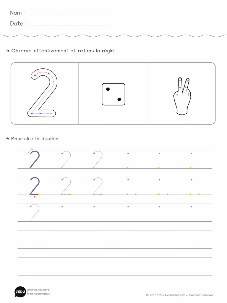 Apprendre A Ecrire Le Chiffre 2 - S3a5c | PDF