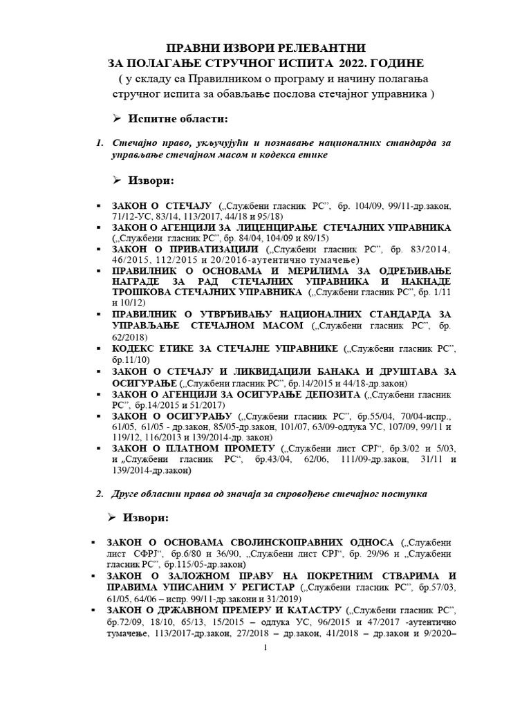 Ispit Za Stecajnog Upravnika | PDF