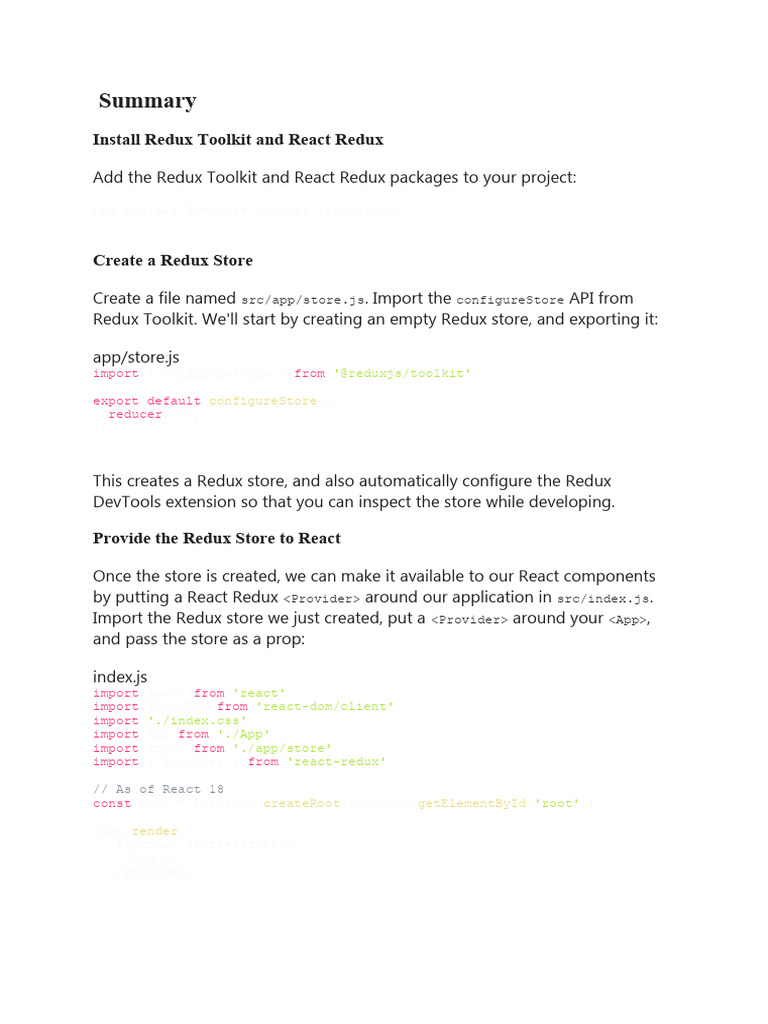 Install Redux Toolkit and React Redux | PDF