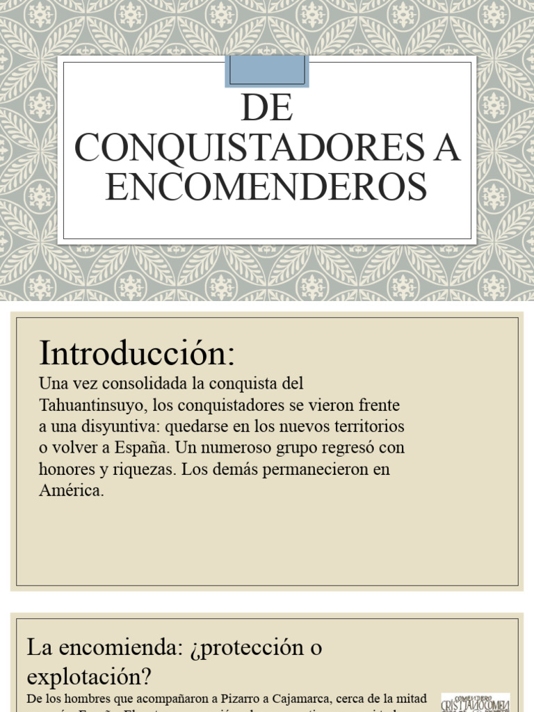 De Conquistadores A Encomenderos | PDF | Historia