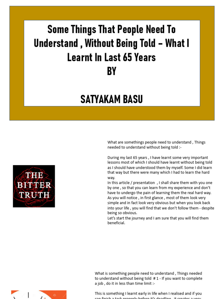 Essential Life Lessons Learned | PDF | Thought | Mind