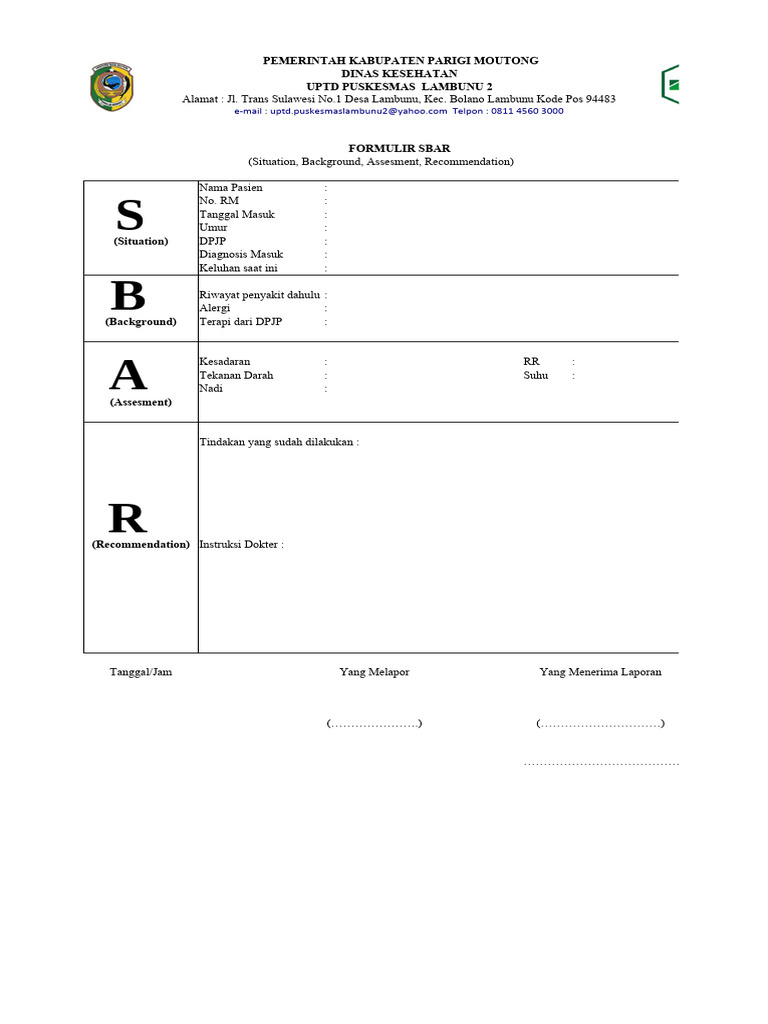 Sbar Rujukan Darurat | PDF