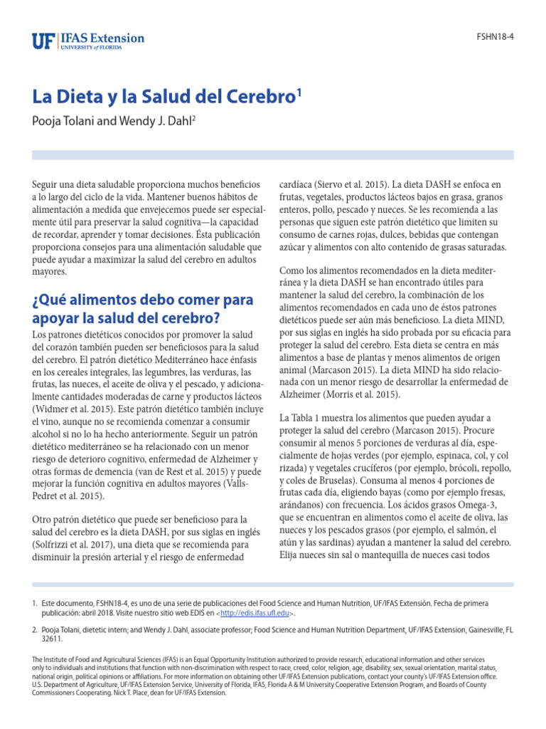 La Dieta y Salud Del Cerebro | PDF