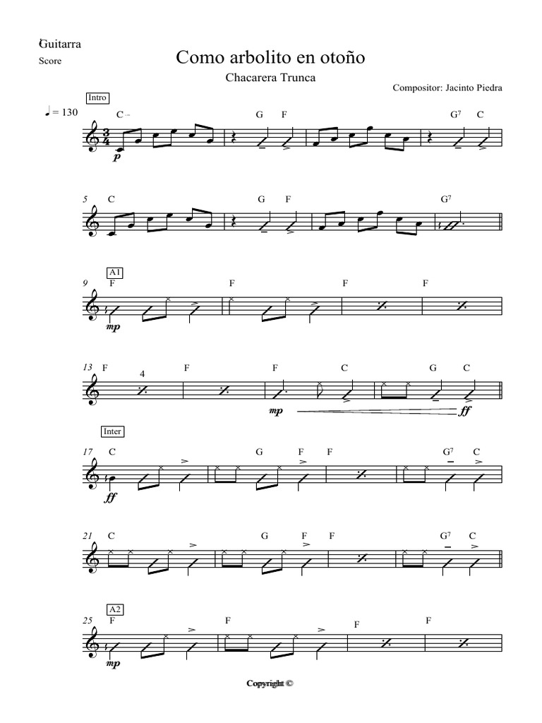 Como Arbolito en Otoño - Guitarra Base | PDF