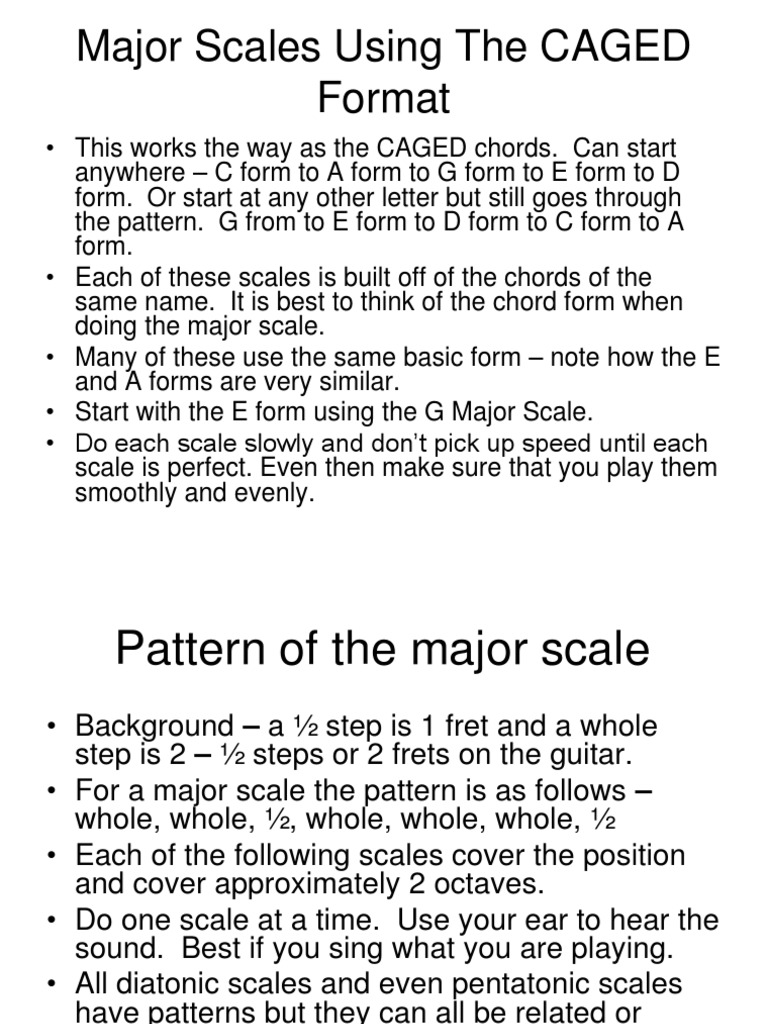 Major Scales Using The CAGED Format | PDF | Scale (Music) | Mode (Music)