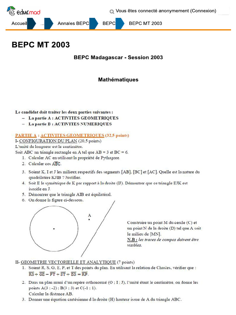 Bepc - Bepc MT 2003 | PDF