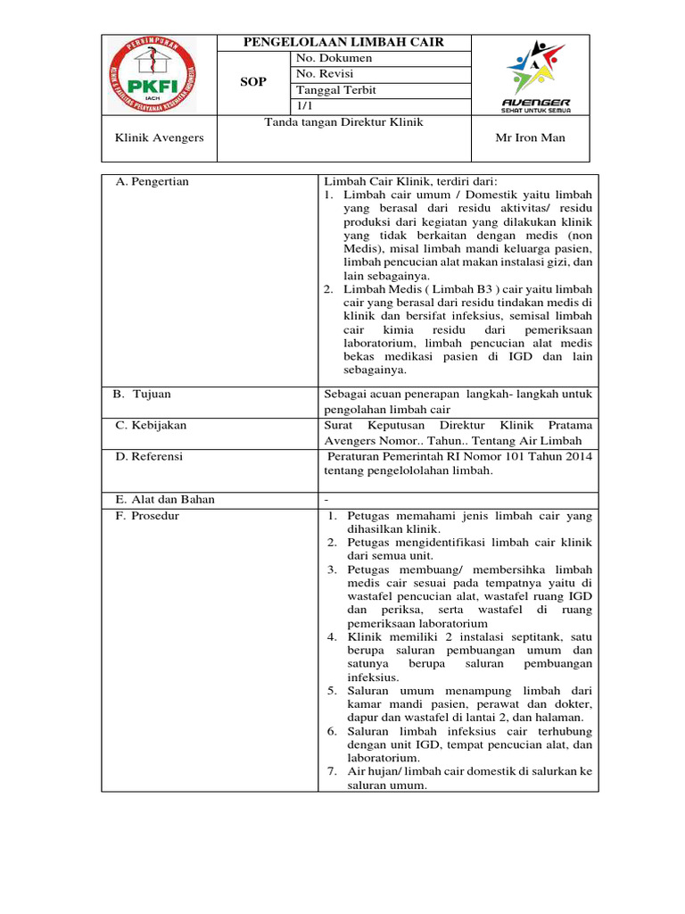 TKK 3.6 SOP Pengelolaan Limbah Cair | PDF