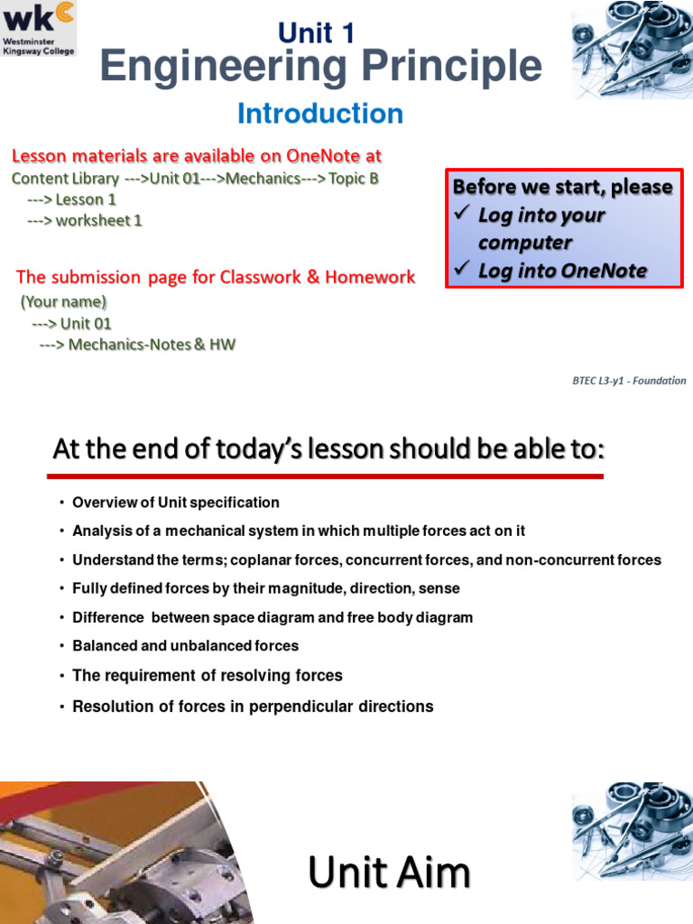 Engineering Principle L1-23 | PDF | Force | Engineering