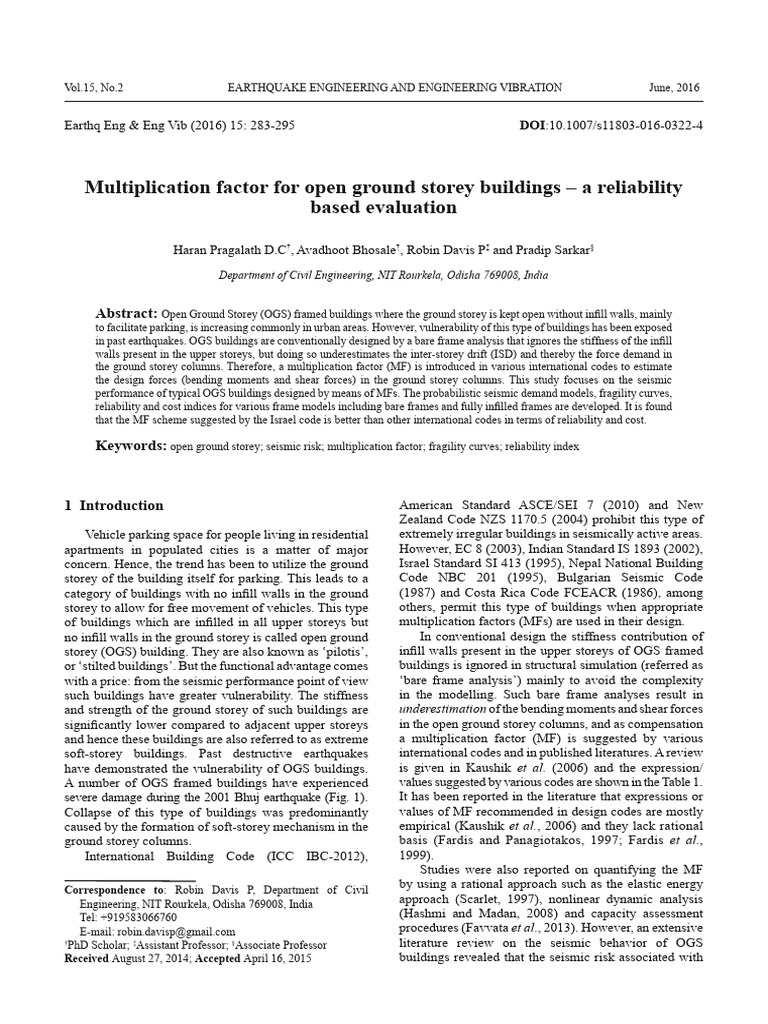 21 Sensitivity and Reliability Analysis of | PDF | Earthquake Engineering | Reliability Engineering
