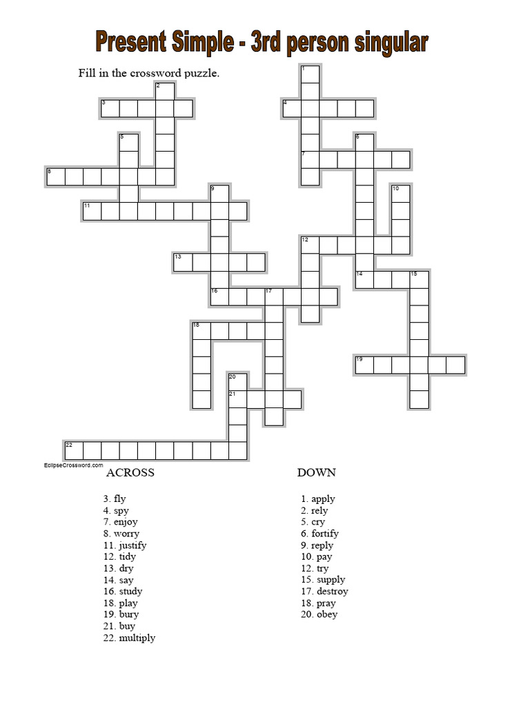 Crossword Puzzle: Verb List | PDF