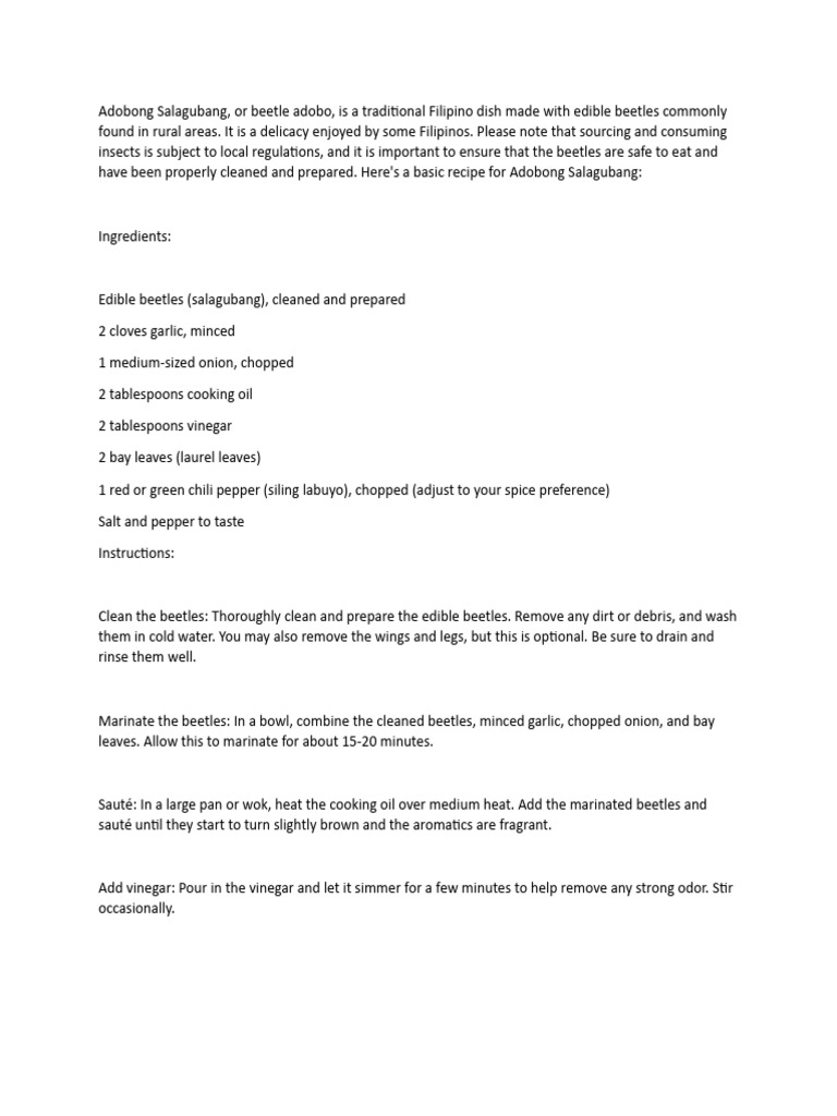 Adobong Salagubang Recipe Pdf