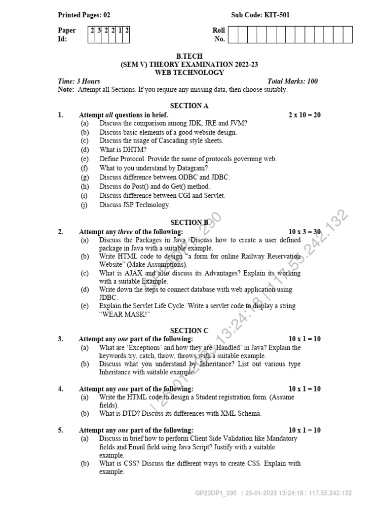 Web Technology Kit501 | PDF