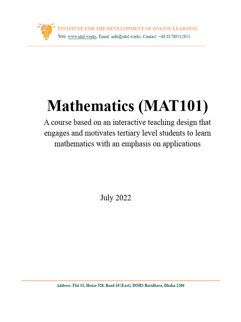 Guideline of MAT101 | PDF
