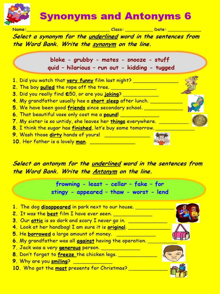 Synonyms Vs Antonyms 6 - 98555 | PDF