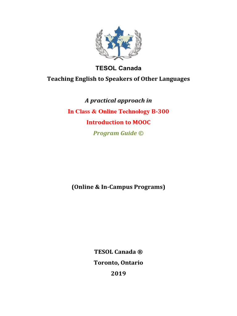 Intro To MOOC 2019 - TESOL Canada | PDF