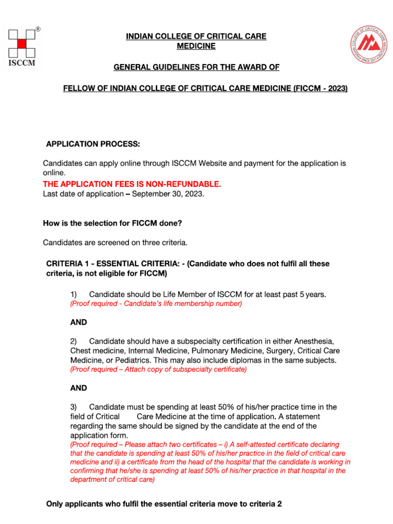 FICCM 2023 Guidelines | PDF