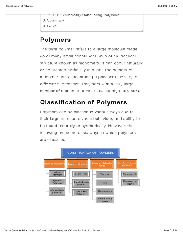 Classification Of Polymers Pdf Polymers Thermoplastic