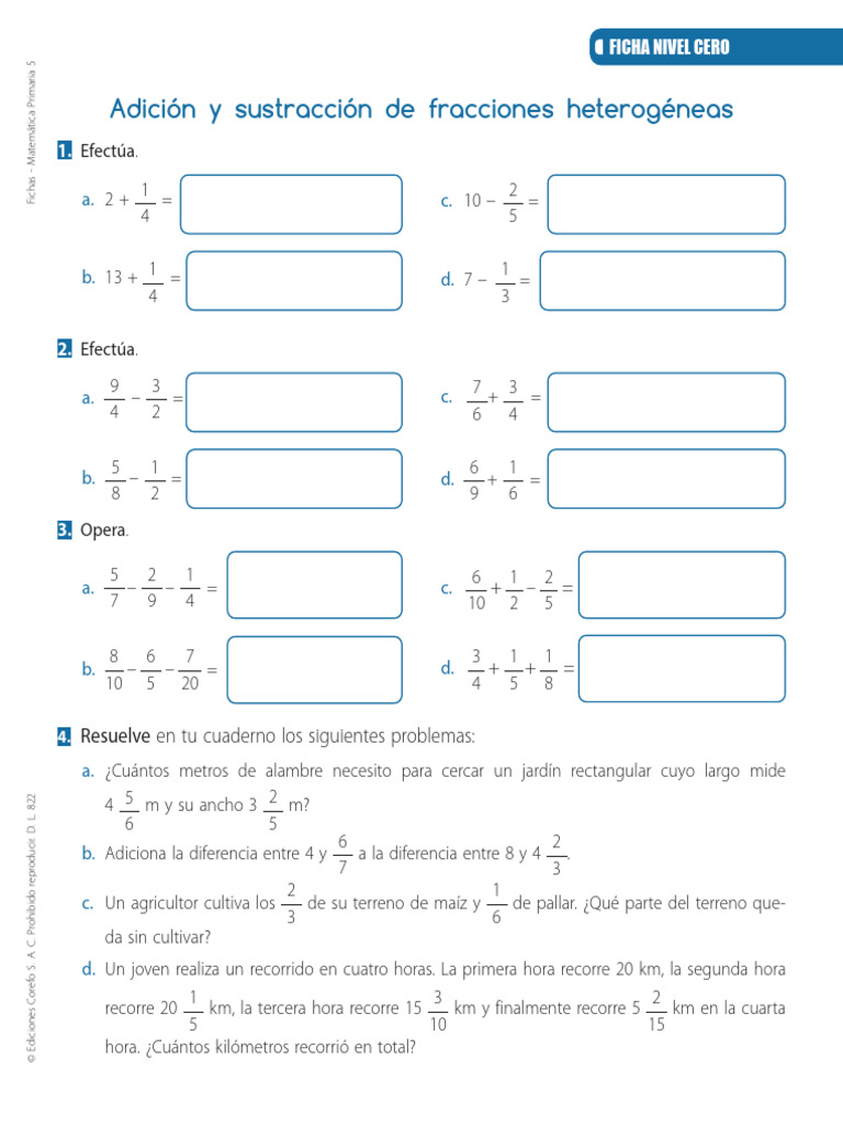 Fichas de Matemática: Adición y Sustracción | PDF