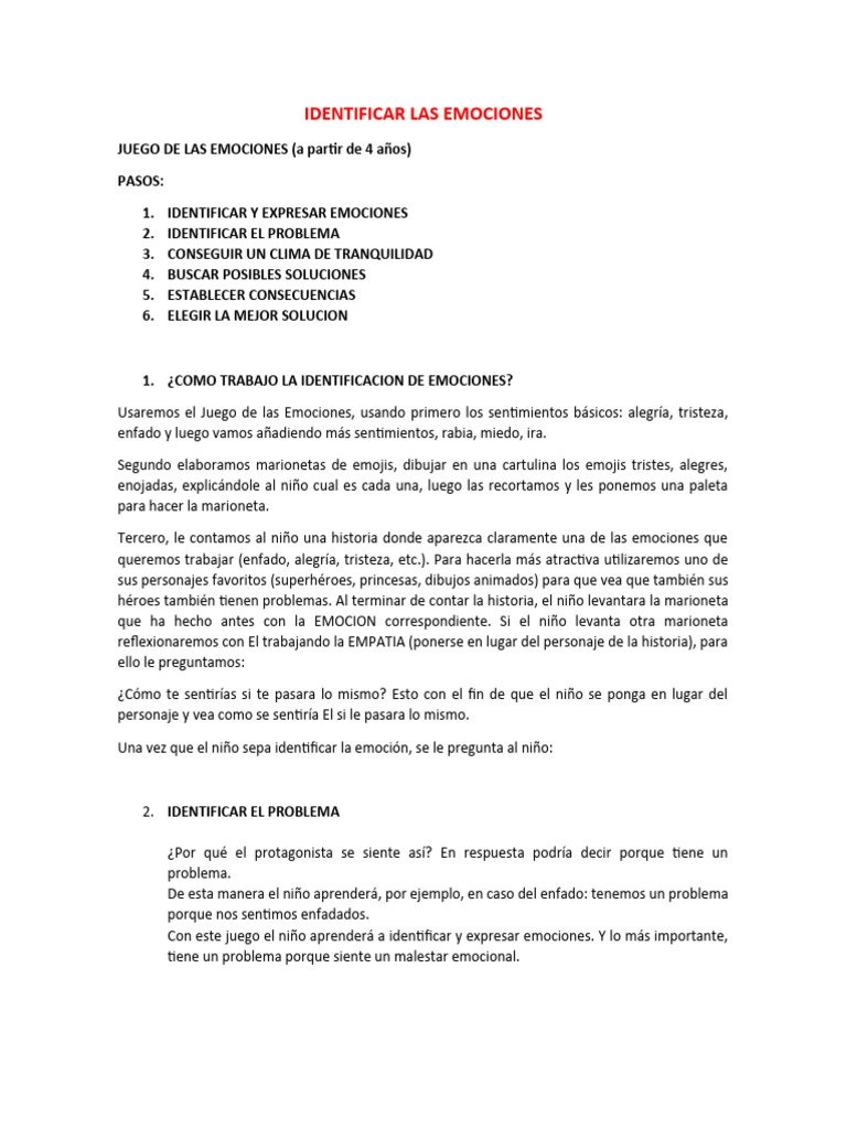 Identificar Las Emociones | PDF | Las emociones | Sicología