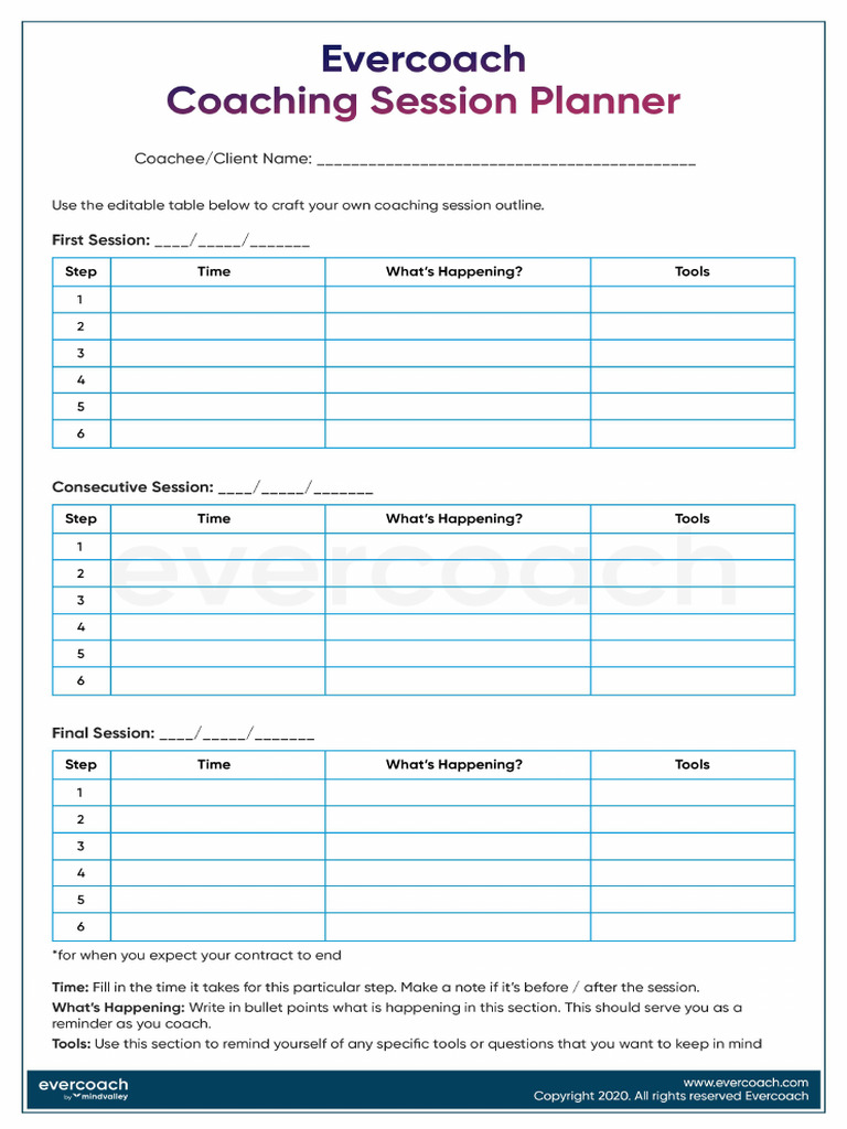 Coaching Session Planner | PDF