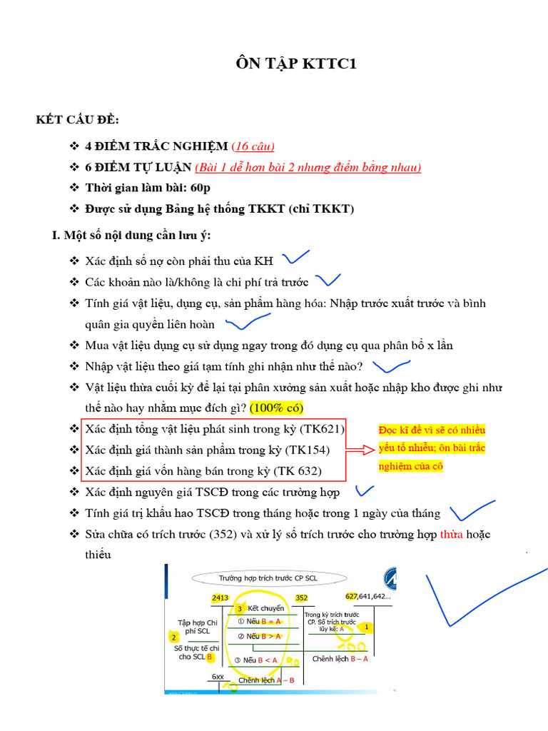 ÔN TẬP KTTC1 | PDF