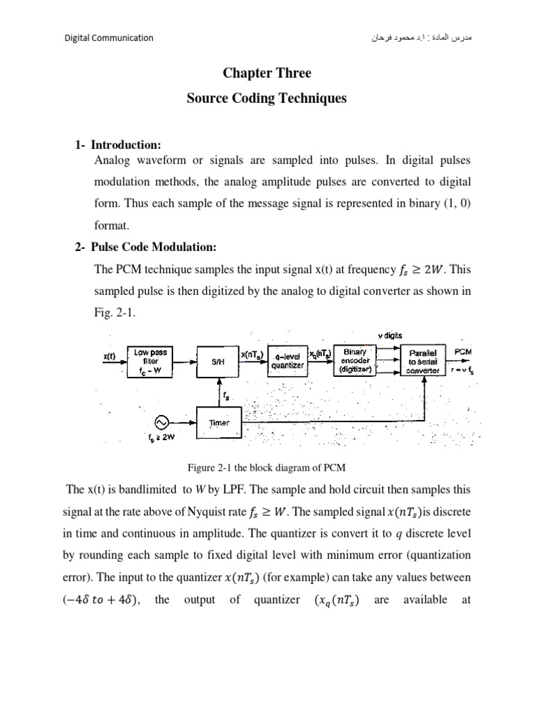 الفصل 3 - اتصالات رقمية | PDF | Sampling (Signal Processing) | Digital Signal