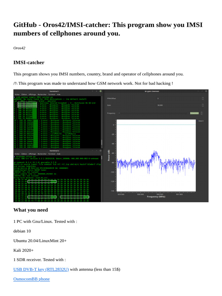 GitHub - Oros42 - IMSI-Catcher This Program Show You IMSI Numbers of ...