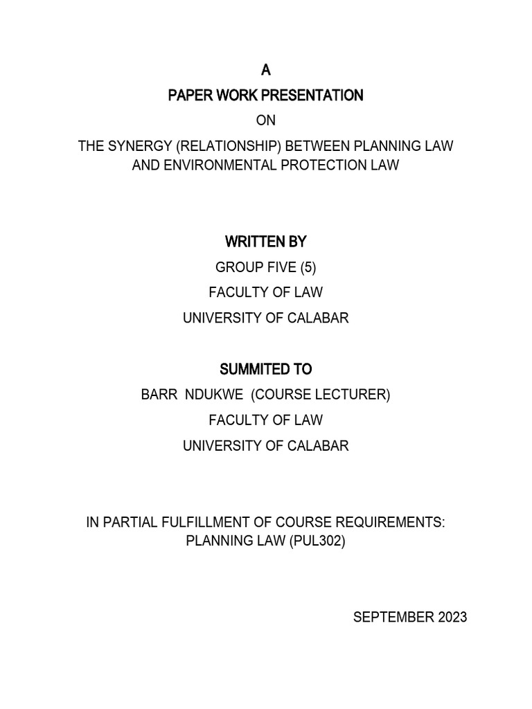A Paper Presentation On Planning Law-2 | PDF | Law | Science & Mathematics