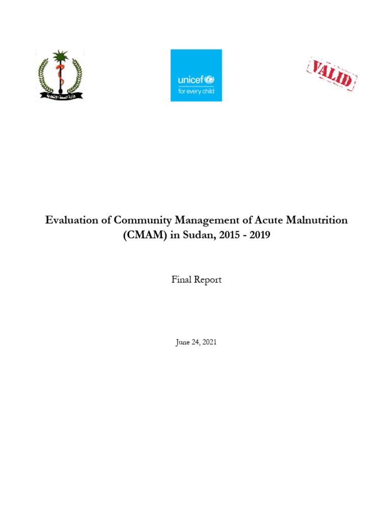 Sudan CMAM Evaluation Final Report | PDF | Malnutrition | Evaluation