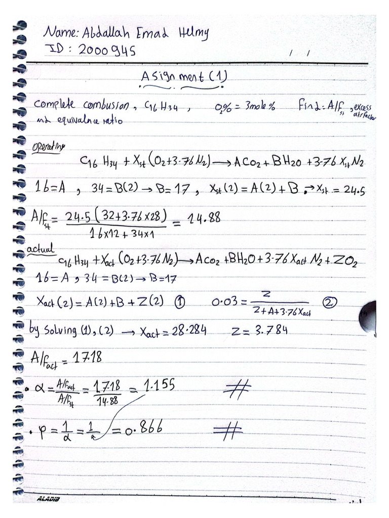 Assi 1 Combusion 2000945 | PDF